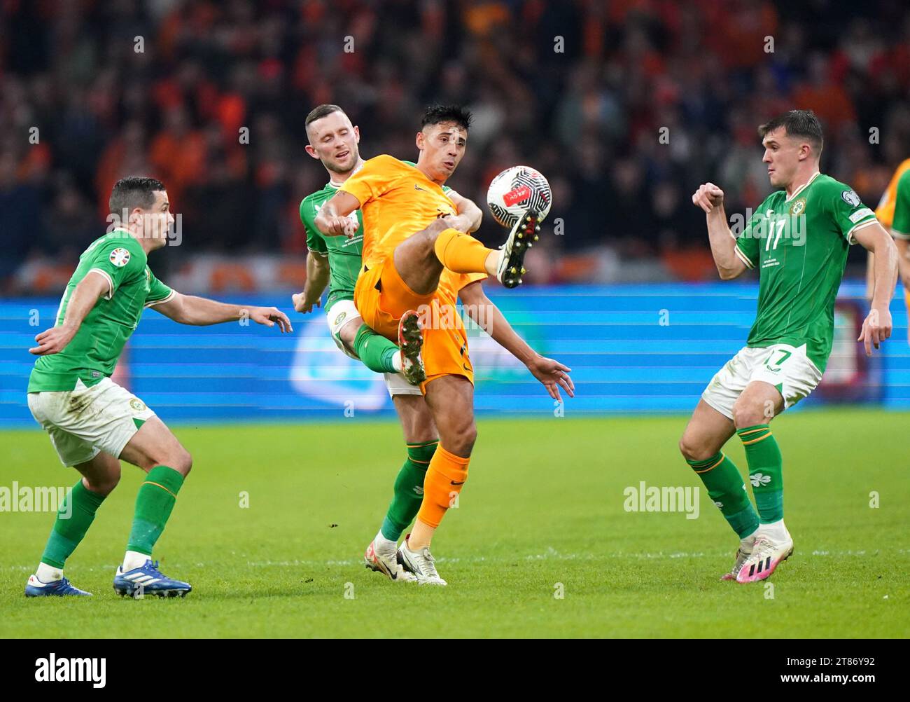 Republic of Ireland's Alan Browne, Netherlands' Tijjani Reijnders and ...