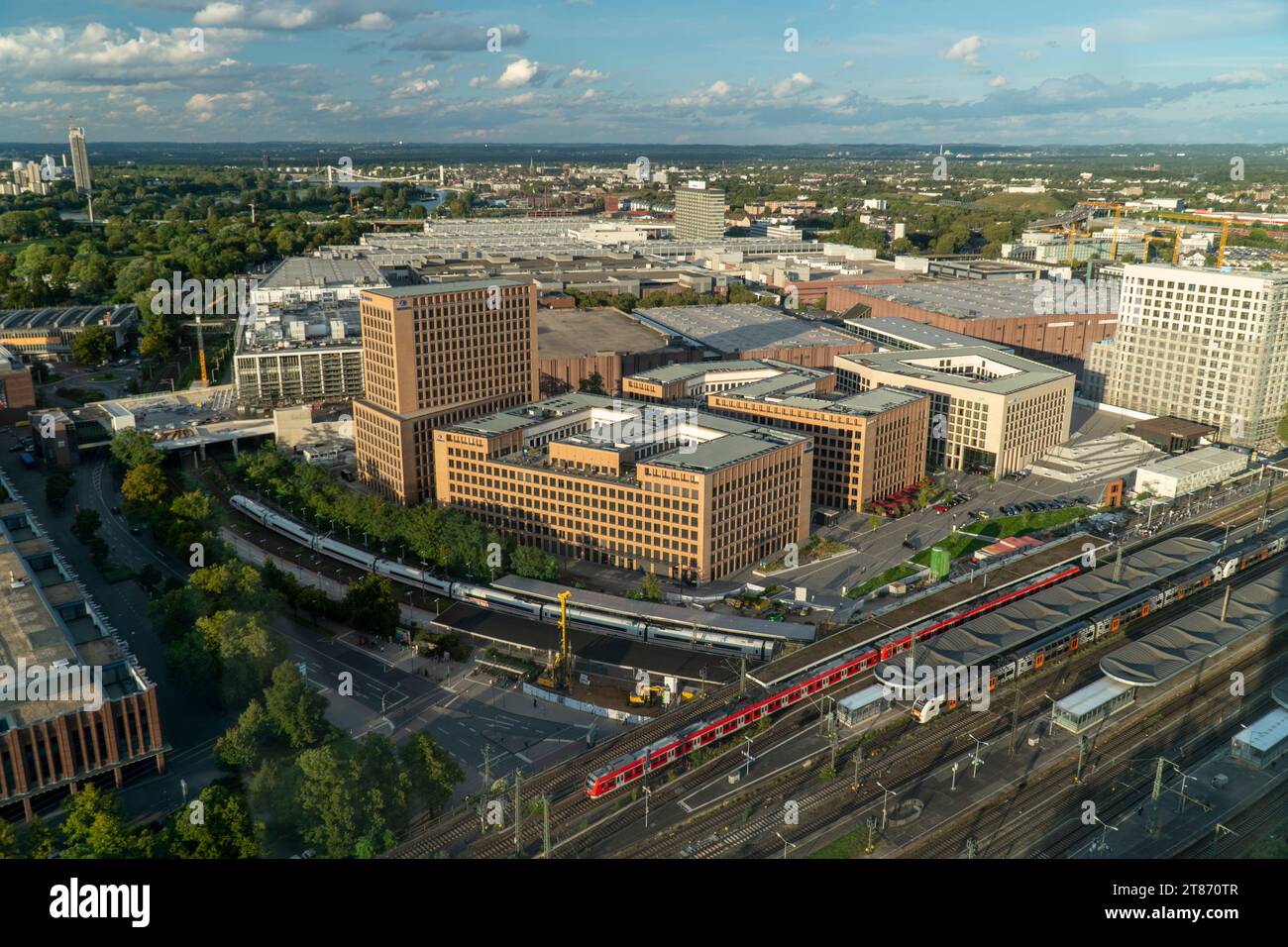 aerial view of Cologne Koelnmesse and railway tracks Stock Photo - Alamy