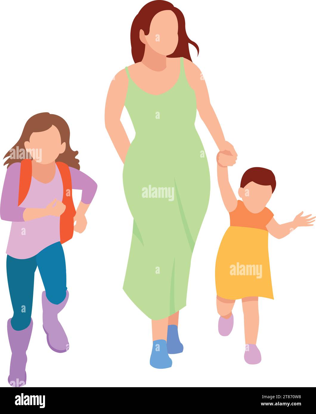 Cartoon happy family mother holding Stock Vector Image & Art - Alamy