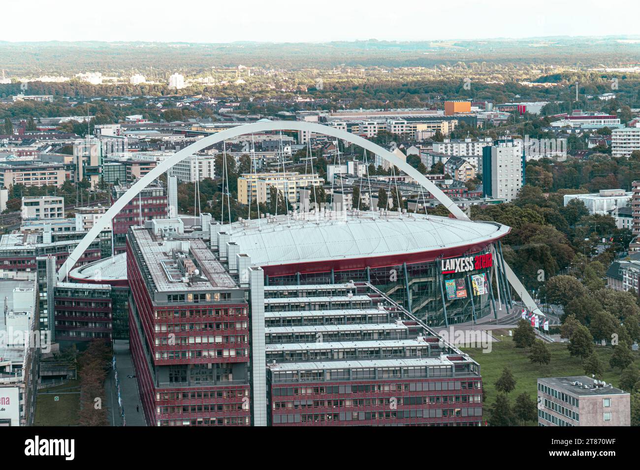 View of Cologne and Lanxess Arena from Cologne Triangle Stock Photo - Alamy