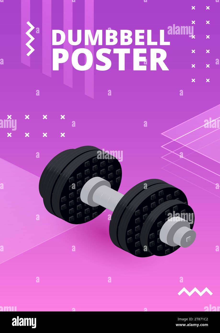 Poster with dumbbells for print and design. Vector illustration Stock ...