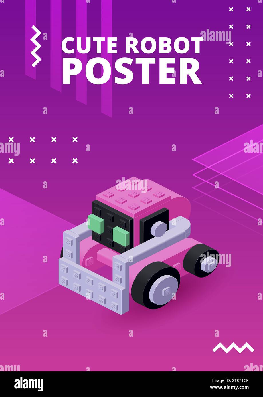 Cute robot poster for print and design. Vector illustration Stock ...