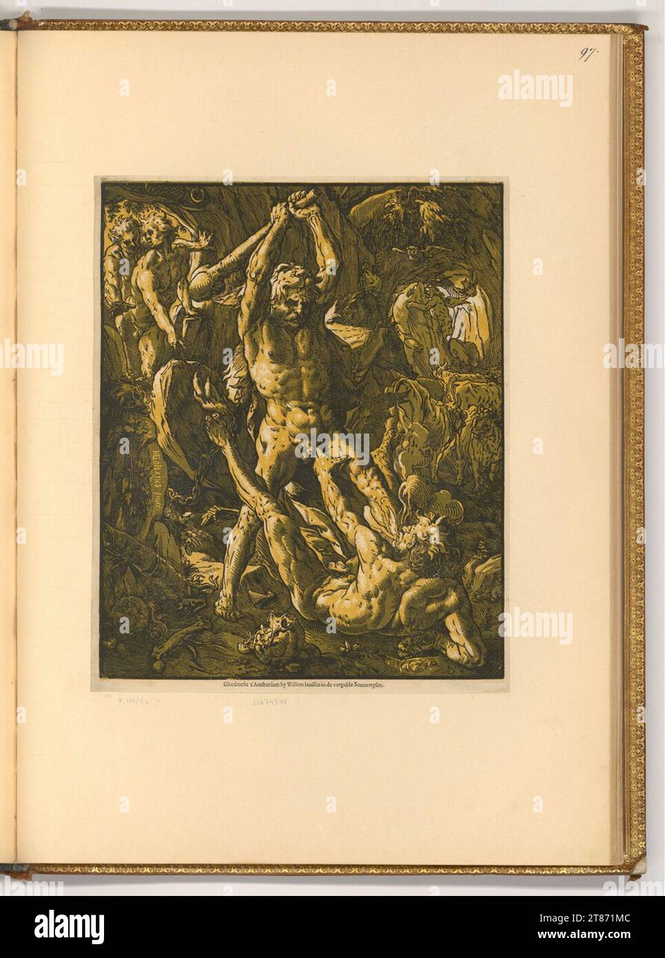 Hendrick Goltzius Hercules beats Cacus. Clair OBSCUR woodcut 1588 ...