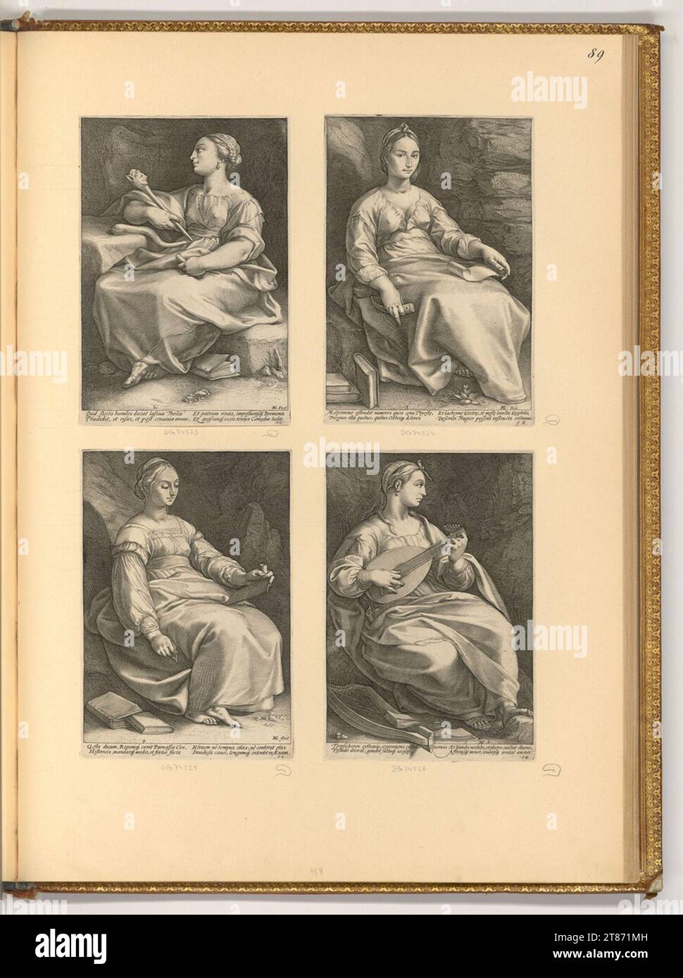 Hendrick Goltzius (Engraver) The nine muses. Copper engraving print ...