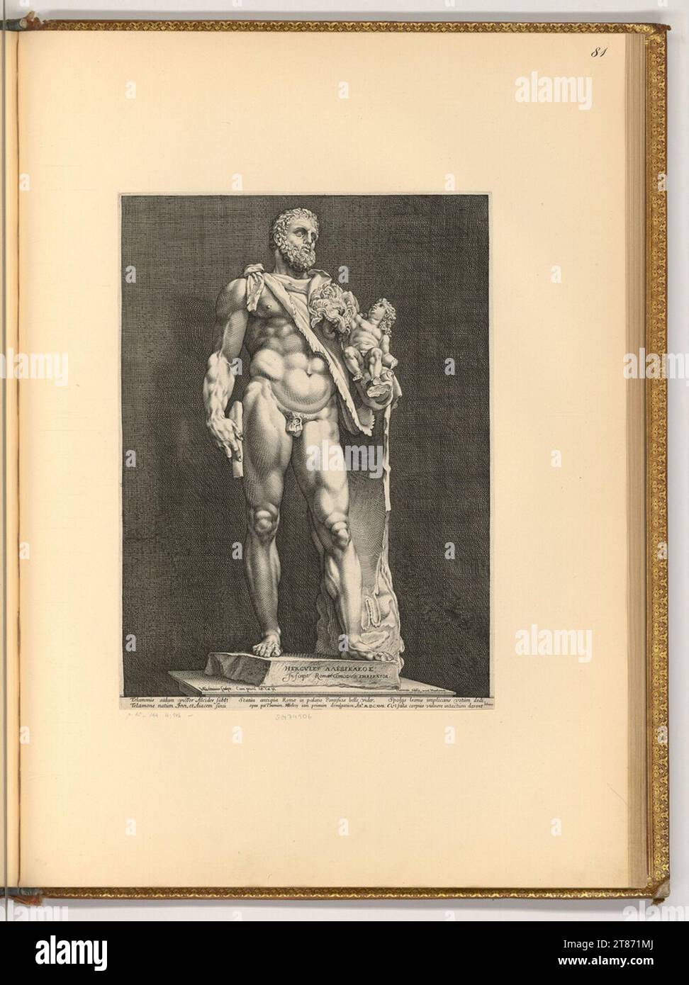 Hendrick Goltzius (Engraver) Hercules and Telephos. Copper engraving print 1592 , 1592 Stock ...