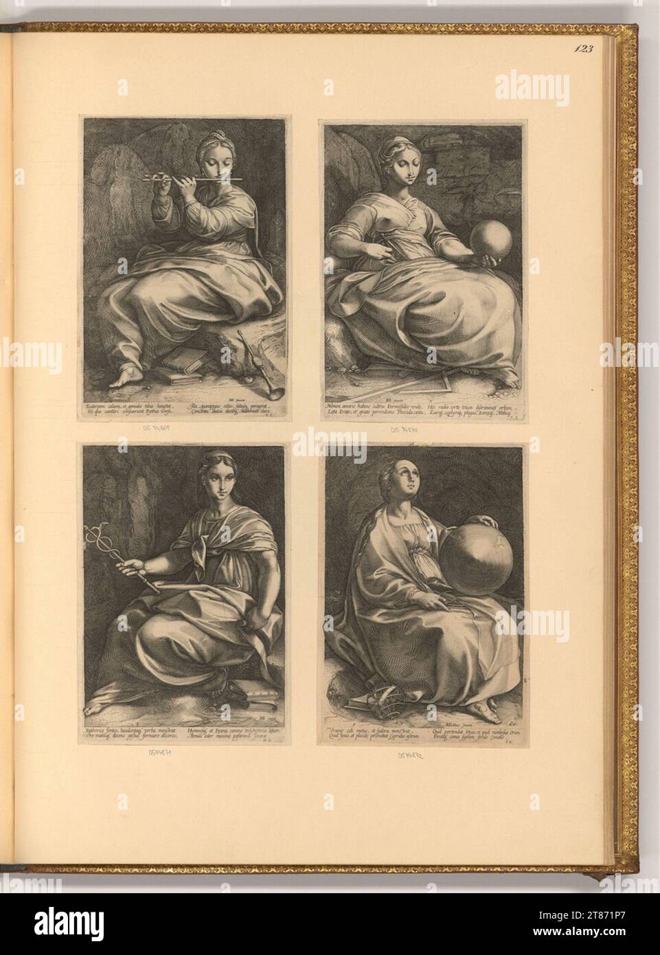 Charles David (Engraver) The nine Musen (David). Copper engraving print ...