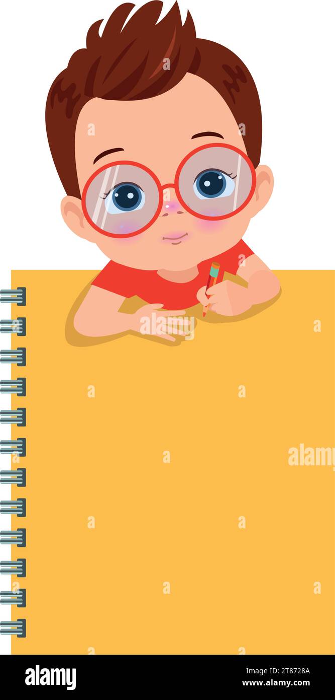 Your text here cute boy holding note paper Stock Vector Image & Art - Alamy