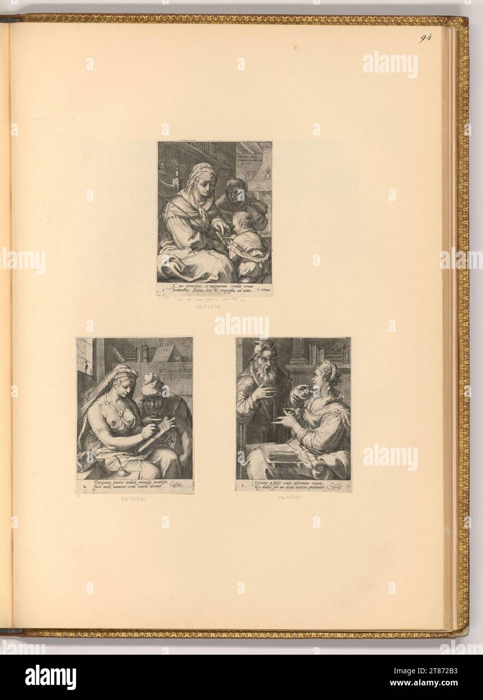 Hendrick Goltzius The seven free arts. Copper engraving print around ...