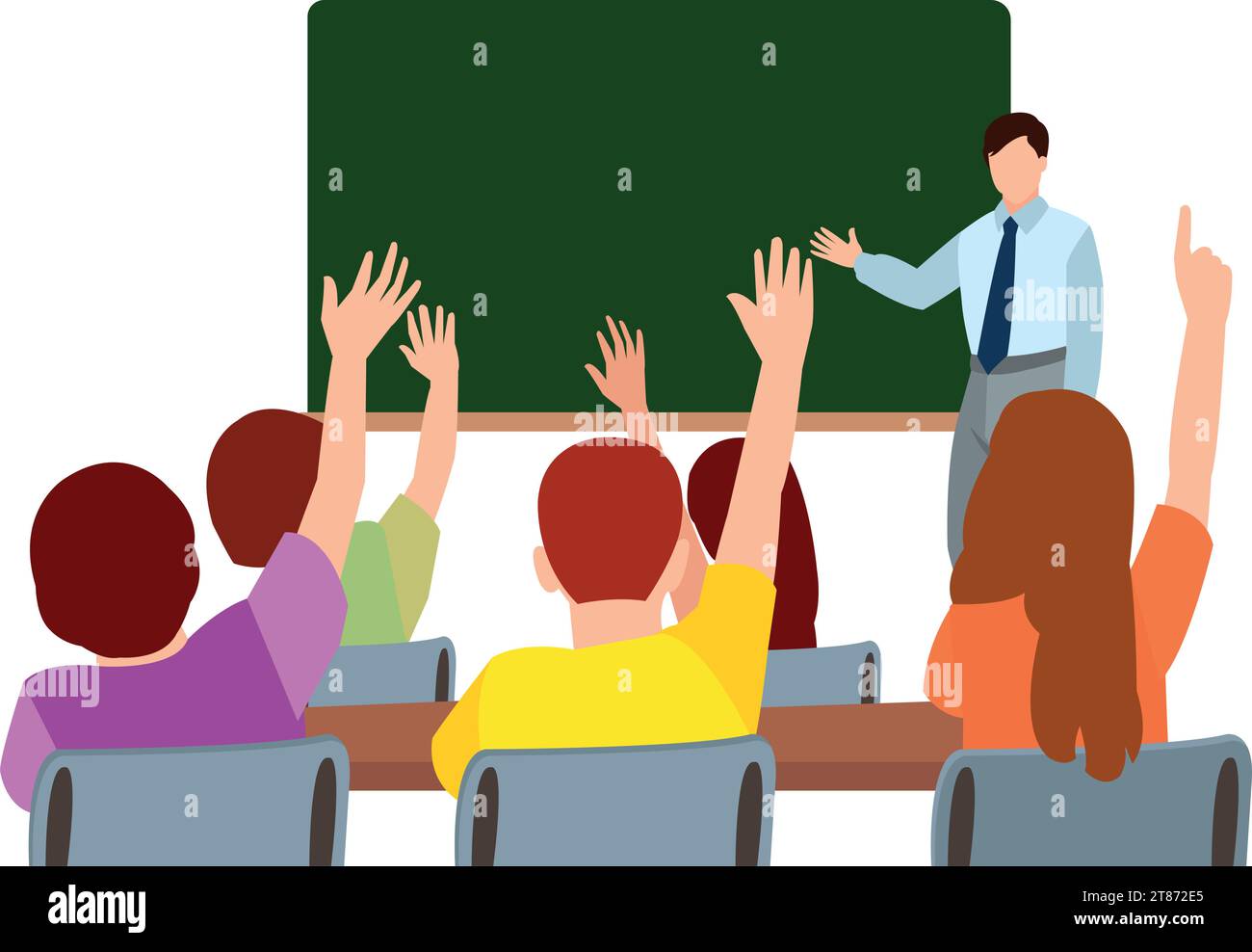 Children standing front blackboard Stock Vector Images - Alamy