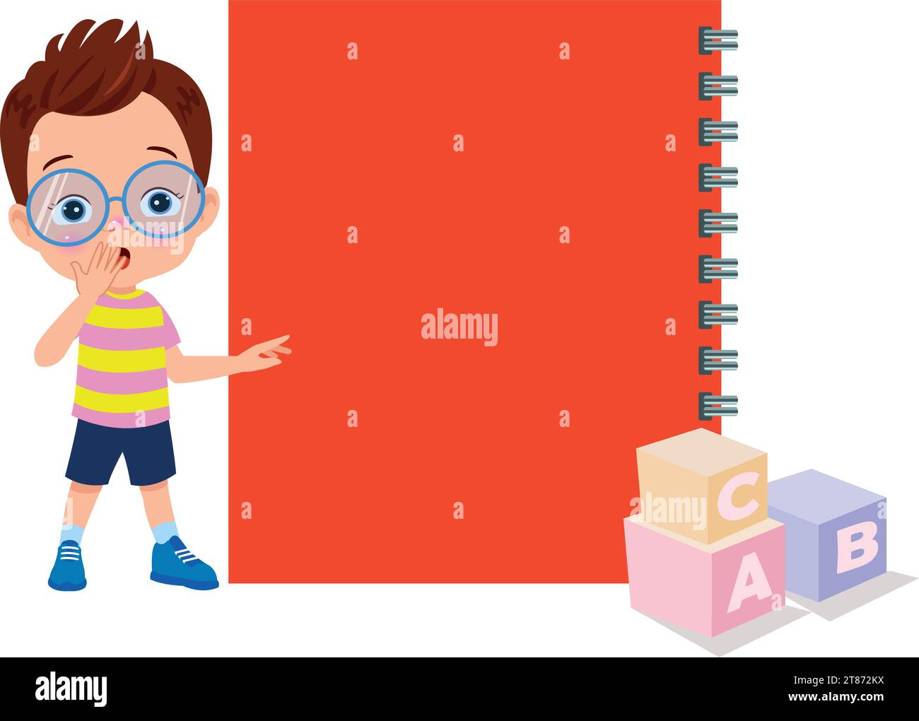 Your text here cute boy holding note paper Stock Vector Image & Art - Alamy