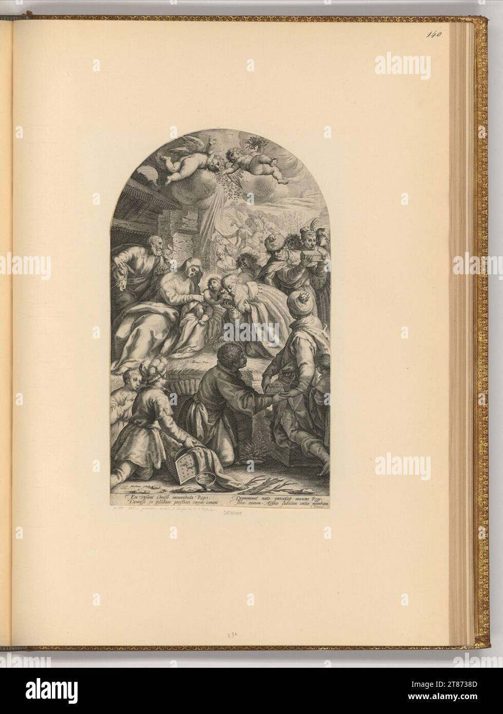 Jacob Matham (Engraver) Adoration of the kings. Copper engraving print ...