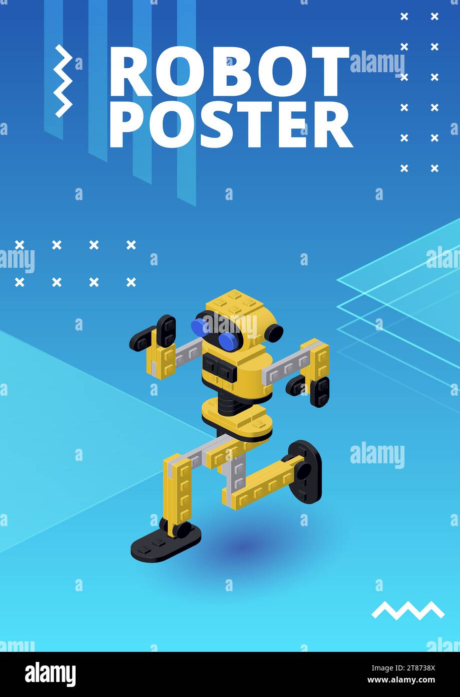 Robot poster for print and design. Vector illustration Stock Vector ...