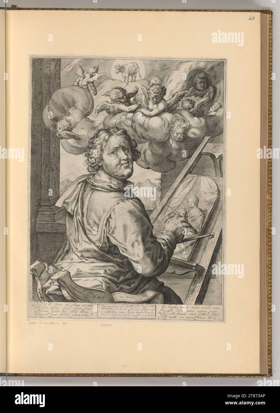 Jacob Matham (Engraver) Hl. Lukas malt die Madonna. Copper engraving ...