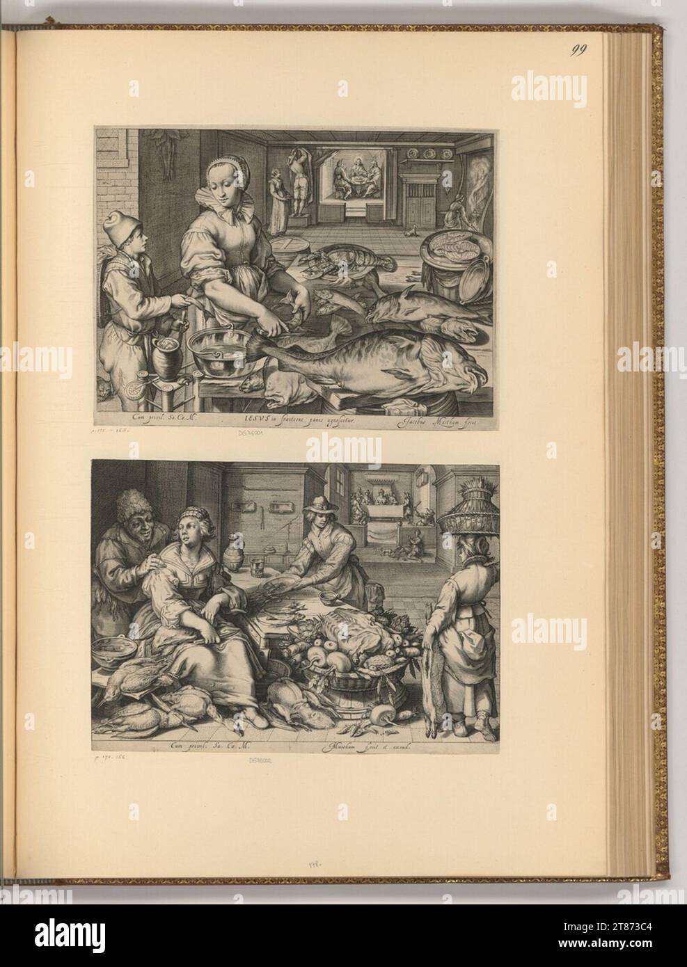 Jacob Matham (Engraver) Kitchen and market scenes with biblical ...