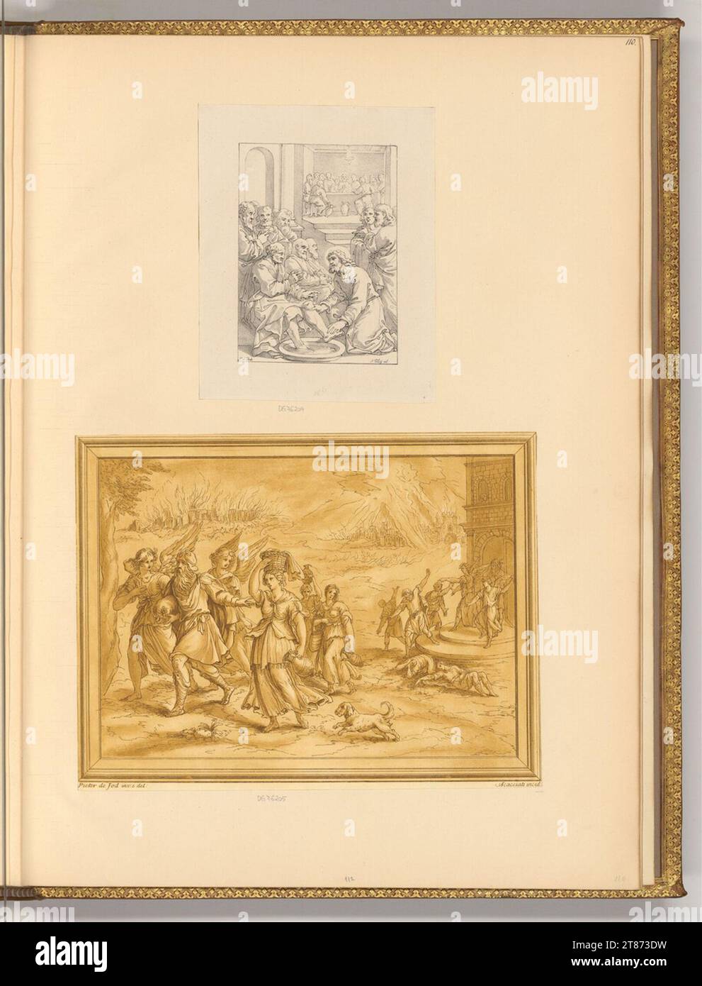 Pieter de Jode Jesus washes his feet his disciples; Loth, his wife and ...