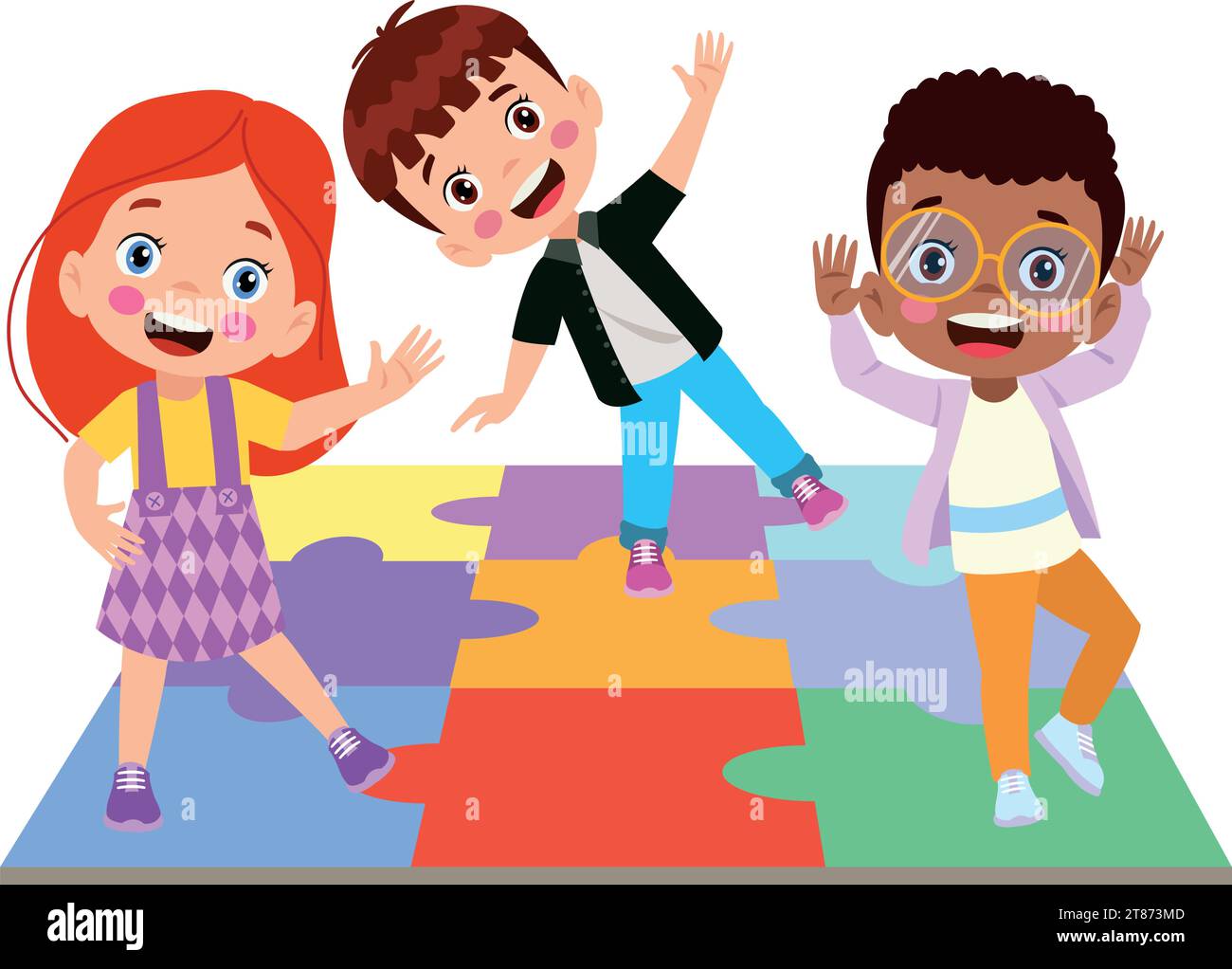 Happy kids cartoon collection. Multicultural children in different ...