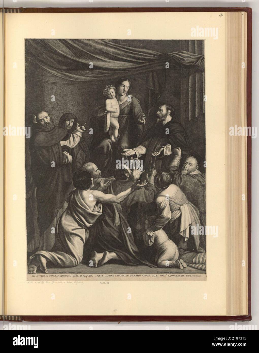 Michelangelo Merisi gen. Caravaggio Rosary Madonna. Copper engraving ...