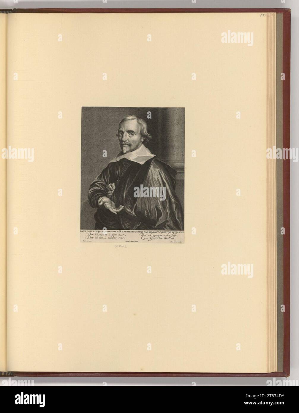 Michel Natalis (Engraver) Portrait Jacob Cats. Copper engraving print ...
