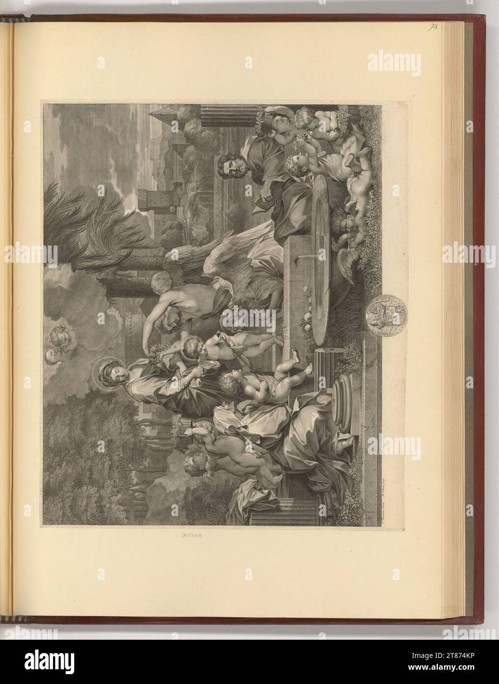 Michel Natalis (Engraver) Holy family with two angels in a landscape ...