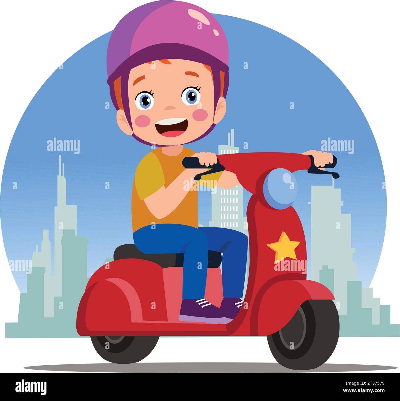 cartoon delivery boy riding a scooter Stock Vector Image & Art - Alamy