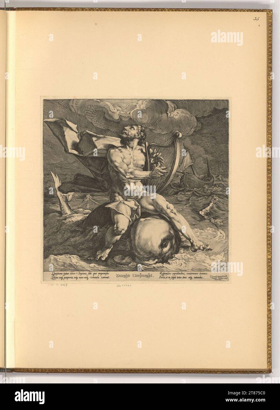Jan Harmensz. Muller (Engraver) Arion on the dolphin. Copper engraving ...