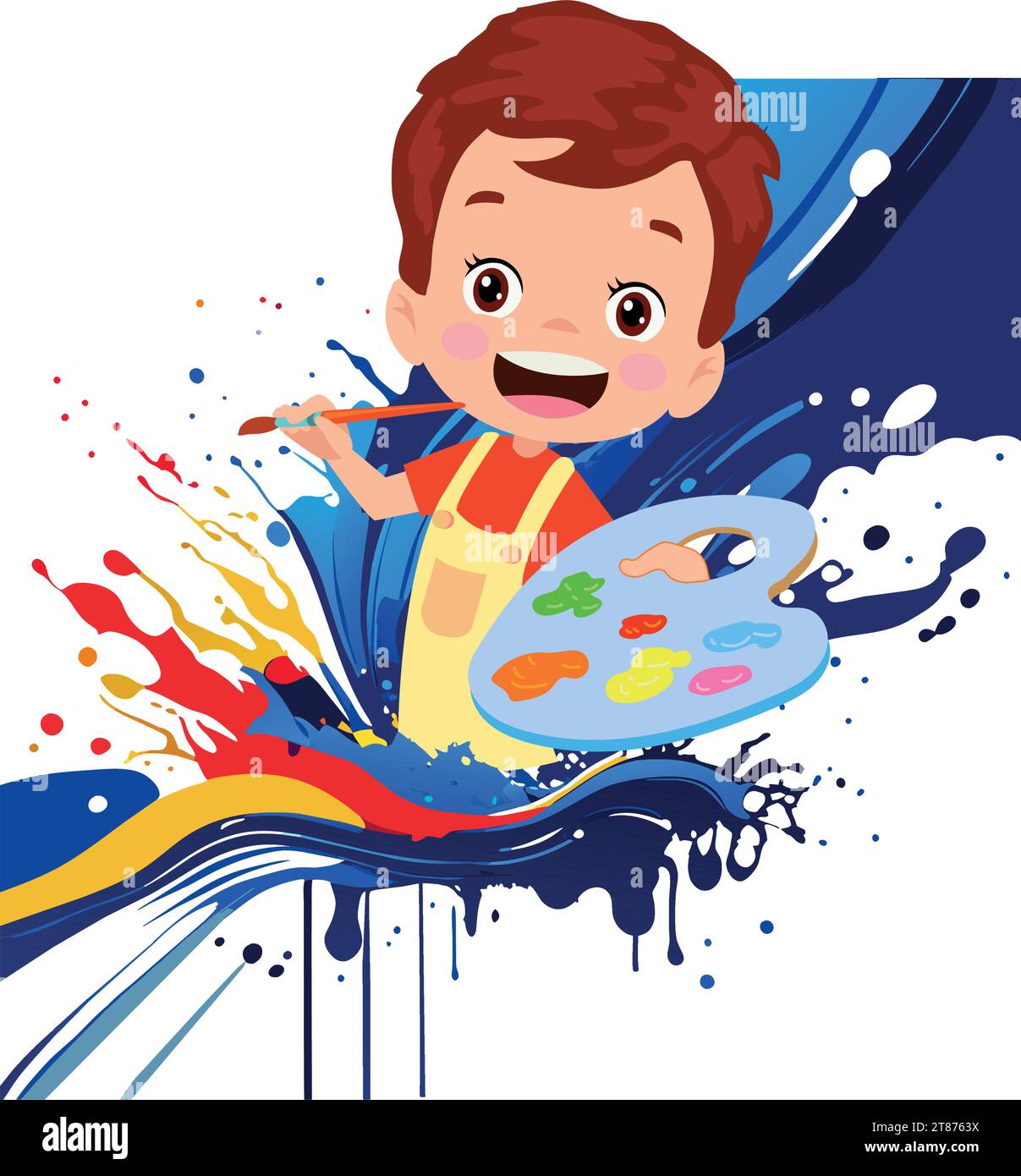 kid artist little boy painting on canvas Stock Vector Image & Art - Alamy