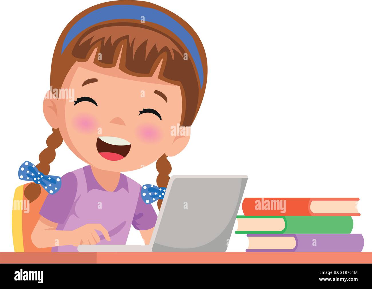 cute little kid use computer to study internet Stock Vector Image & Art ...
