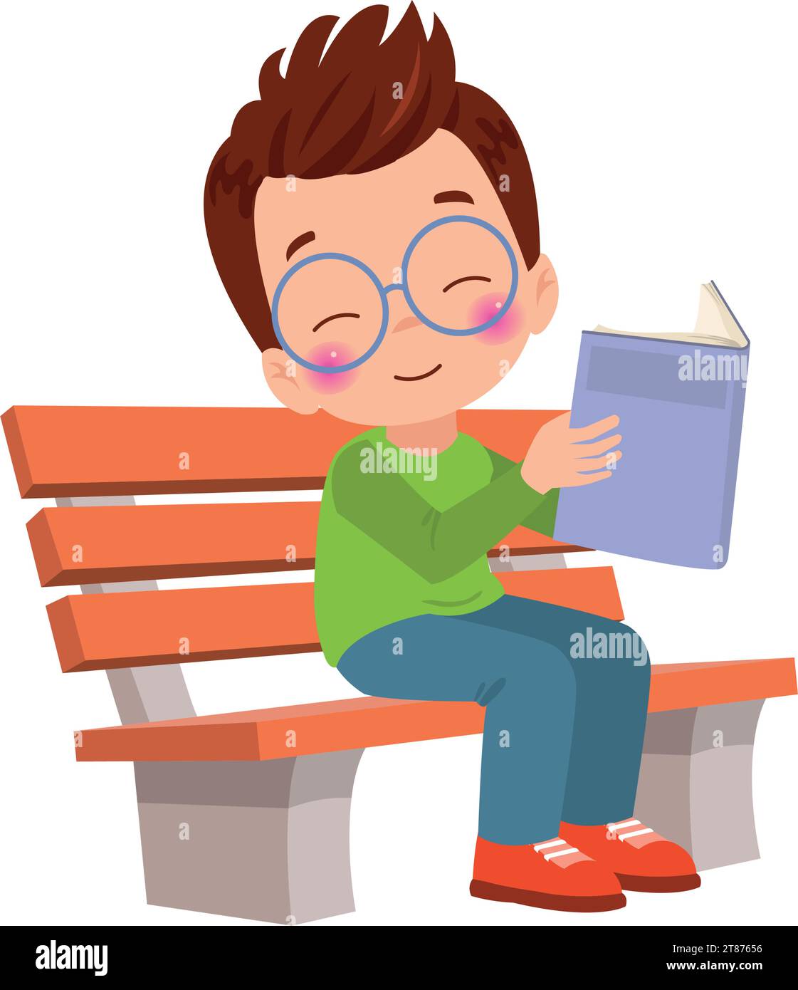 cute kid boy sitting on bench Stock Vector Image & Art - Alamy