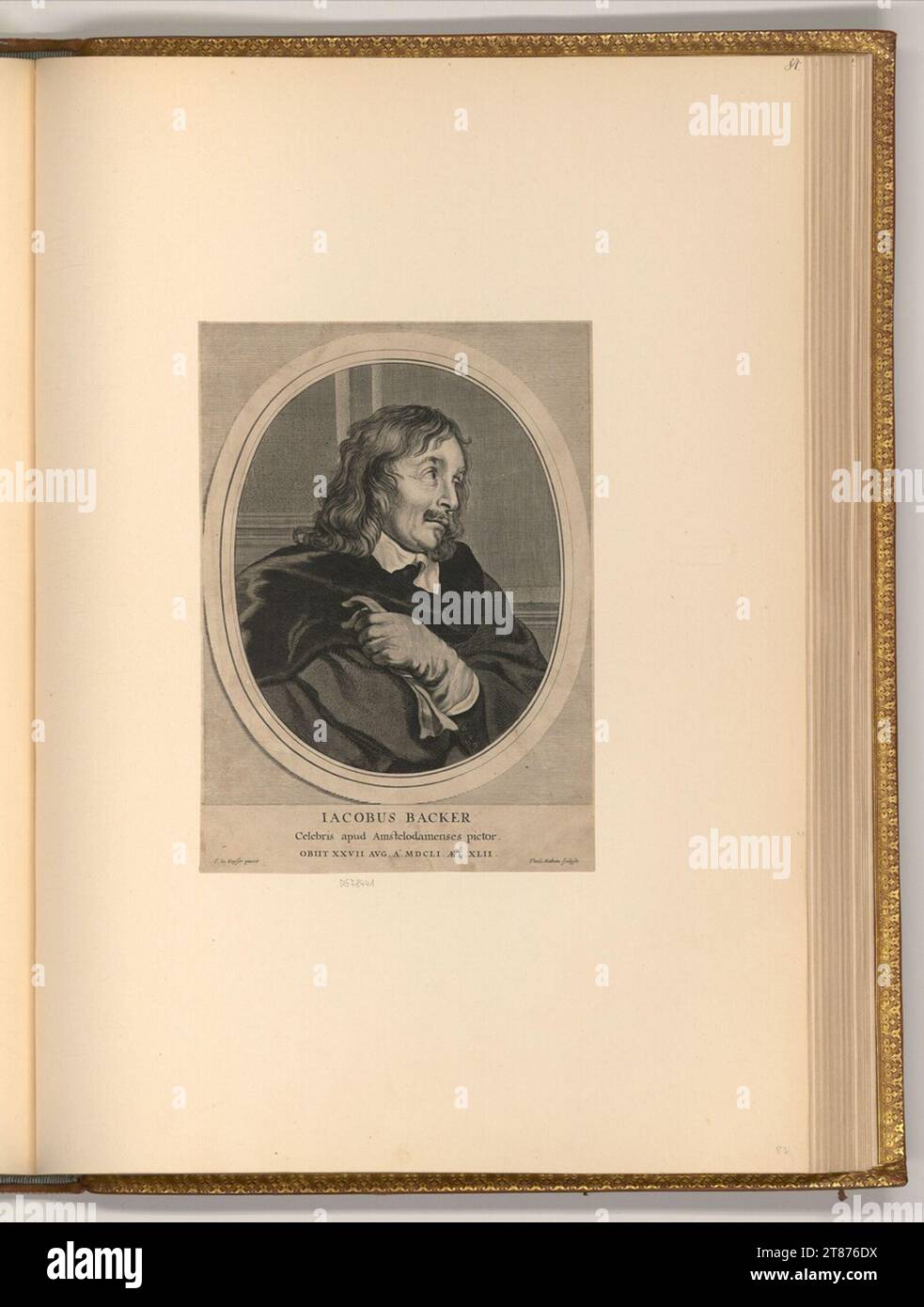 Theodor Matham (Engraver) Portrait Jacob Backer. Copper engraving print ...