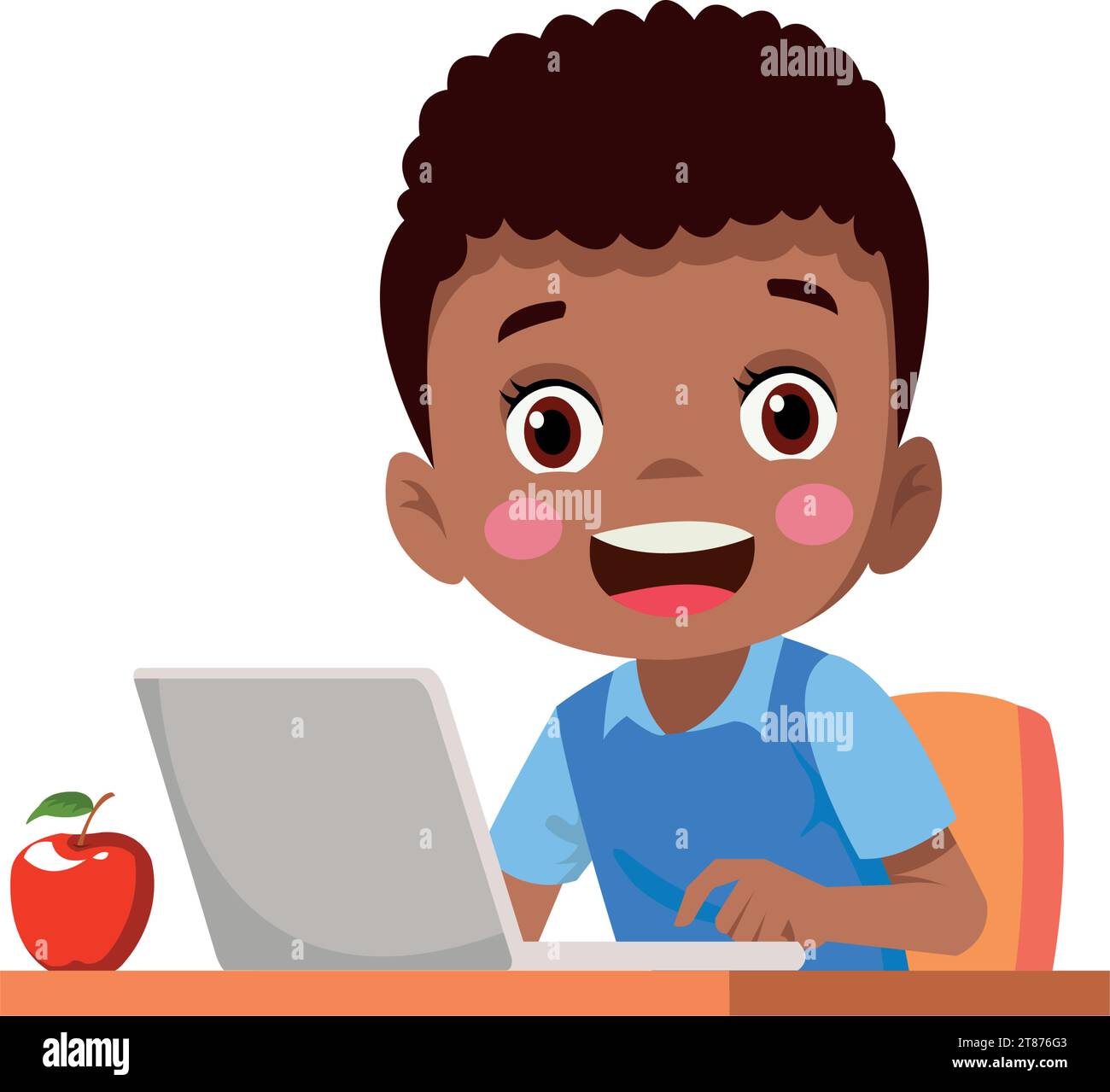 cute little kid use computer to study internet Stock Vector Image & Art ...