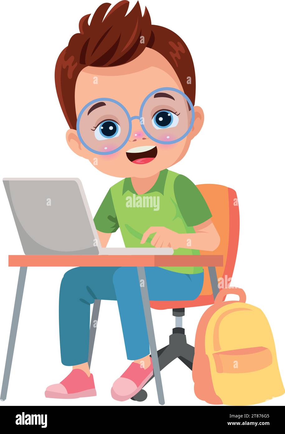 cute little kid use computer to study internet Stock Vector Image & Art ...