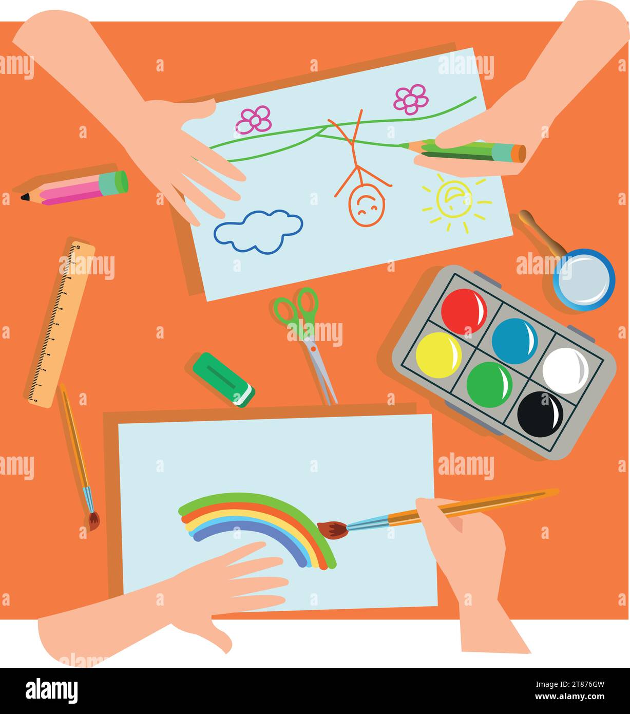 Set of different types handmade crafts. Painting, origami, candles ...