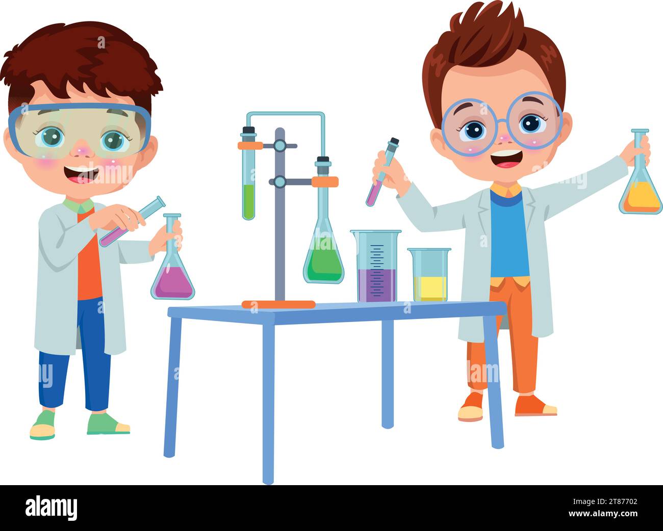 little scientist doing experiments and research Stock Vector Image ...