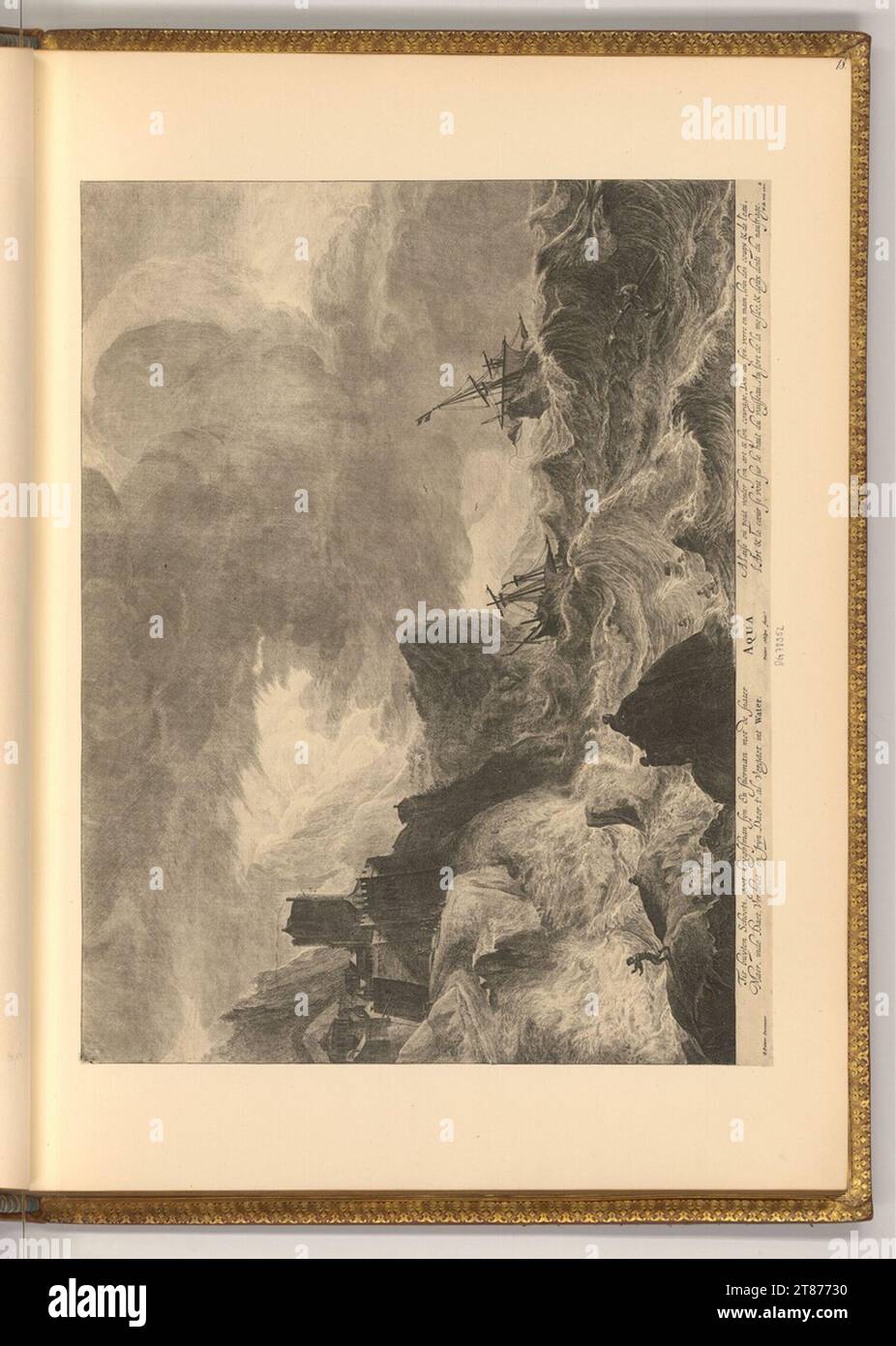 Pieter Nolpe (Engraver) Monthly picture March, ships on the stormy seas ...