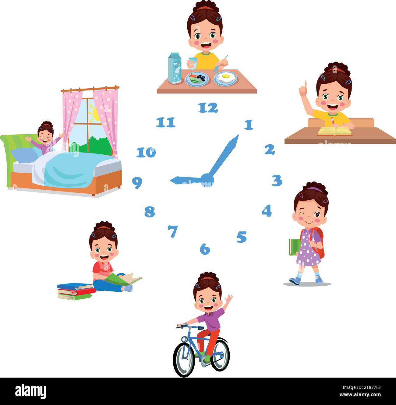 Cartoon kid daily routine activities set Stock Vector Image & Art - Alamy