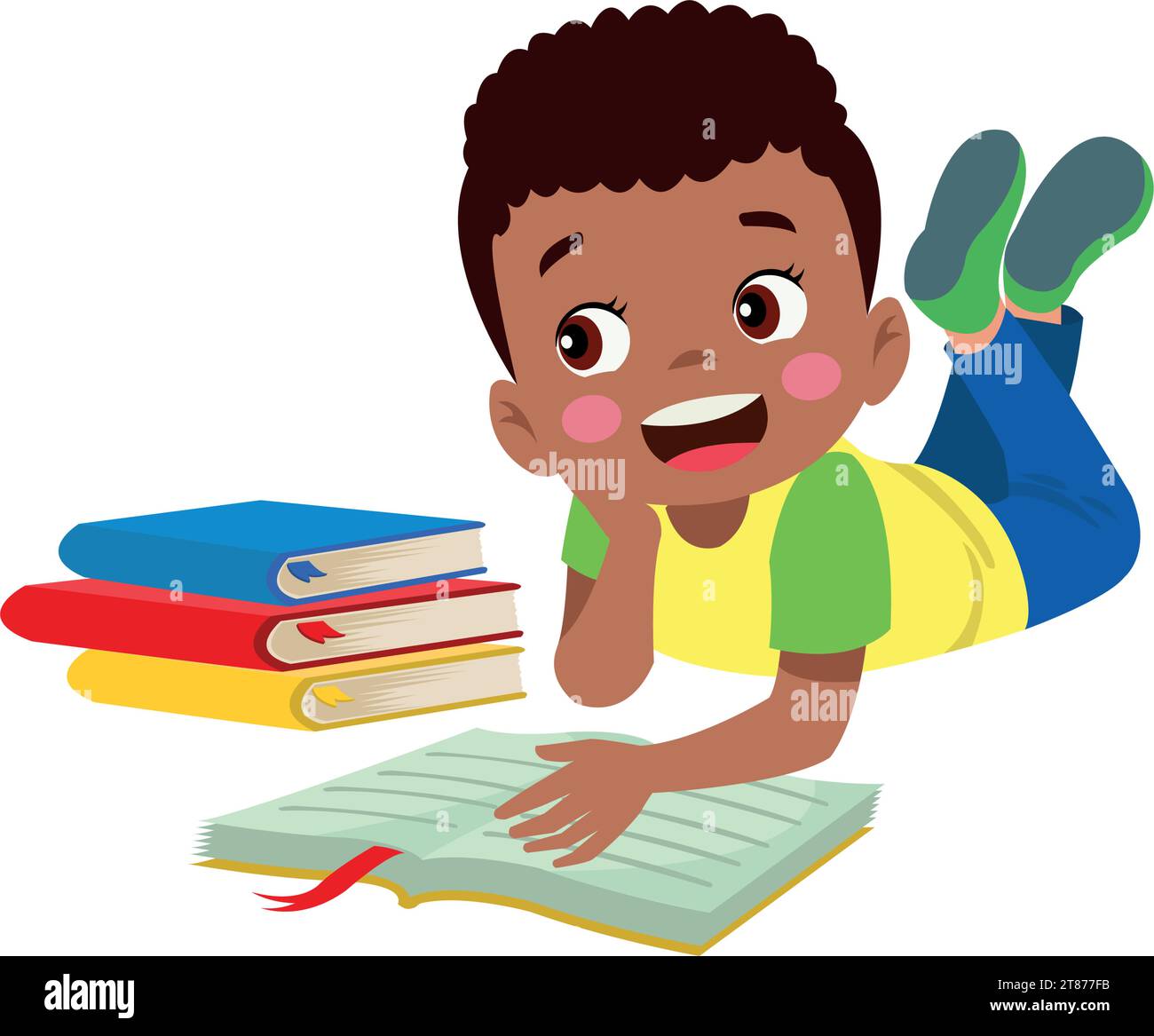 cute happy boy reading a book Stock Vector Image & Art - Alamy