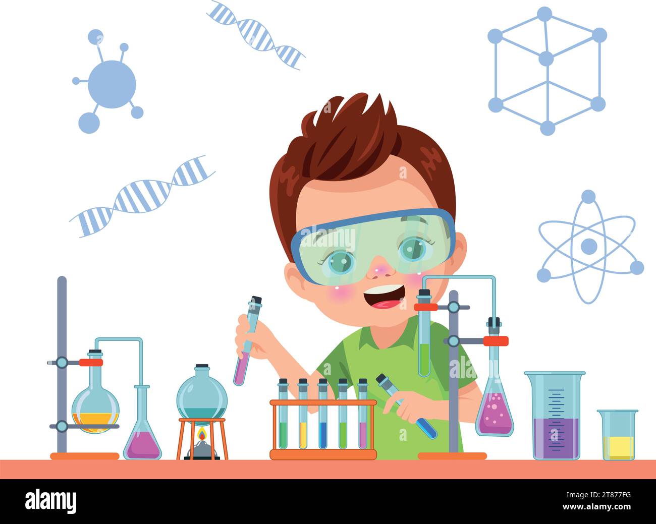 little scientist doing experiments and research Stock Vector Image ...