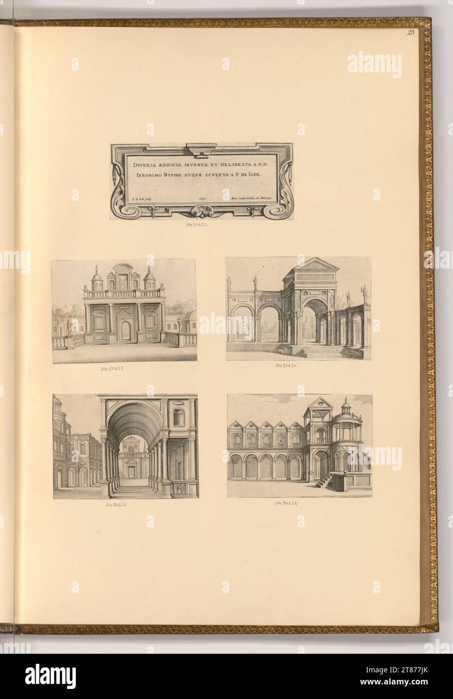Pieter de Jode II (Engraver) Various architectural views. Copper ...
