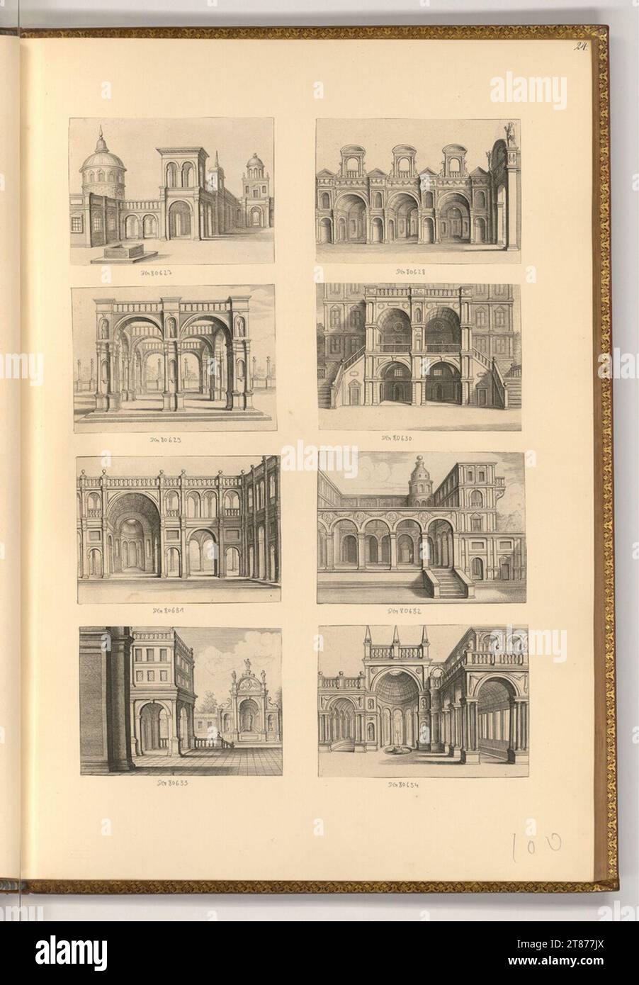 Pieter de Jode II (Engraver) Various architectural views. Copper ...