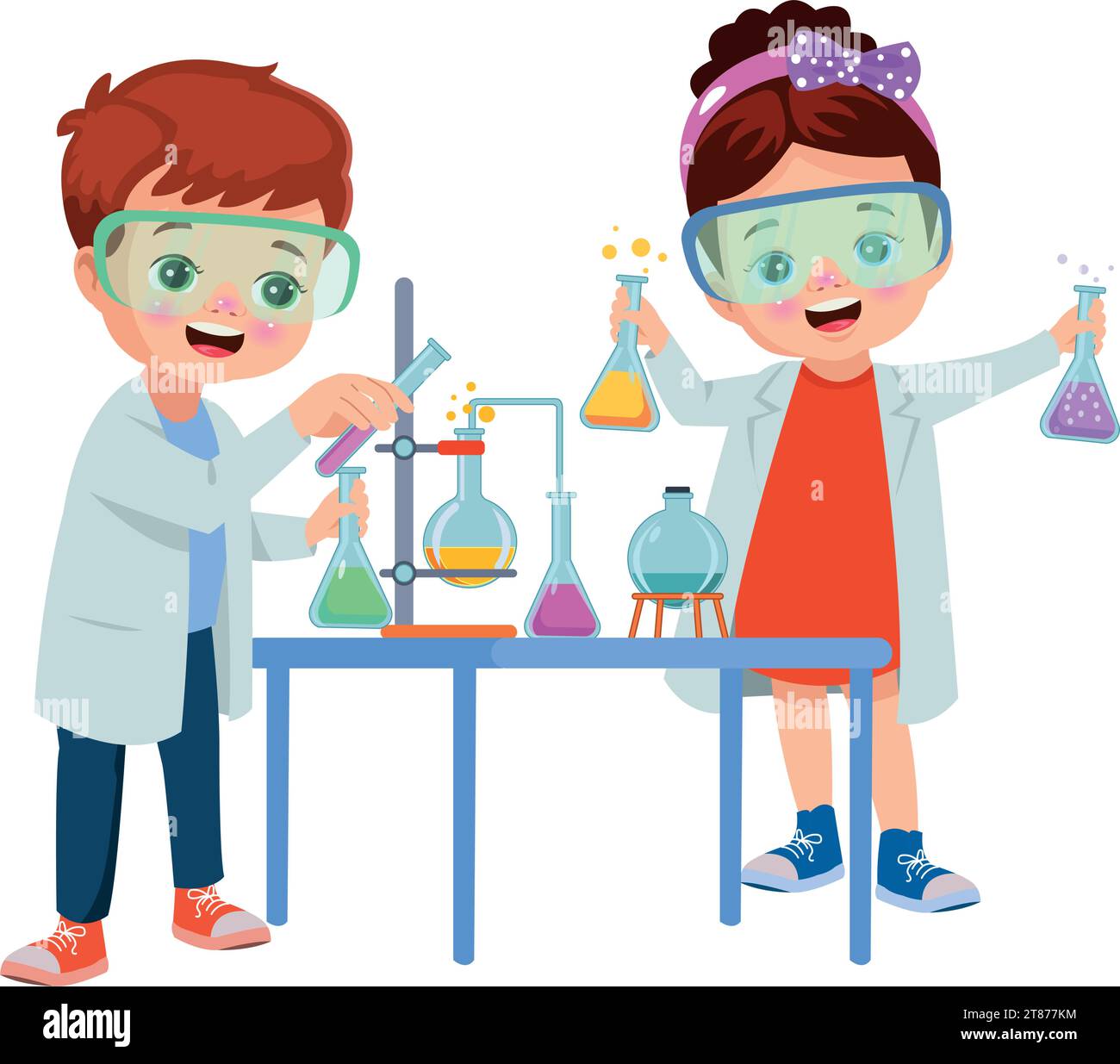 little scientist doing experiments and research Stock Vector Image ...
