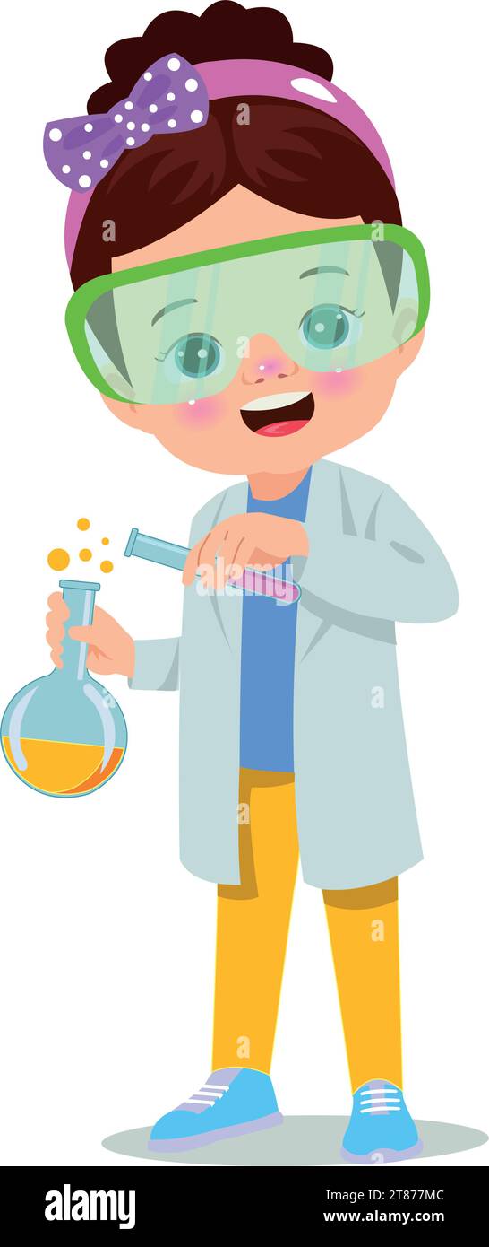 little scientist doing experiments and research Stock Vector Image ...