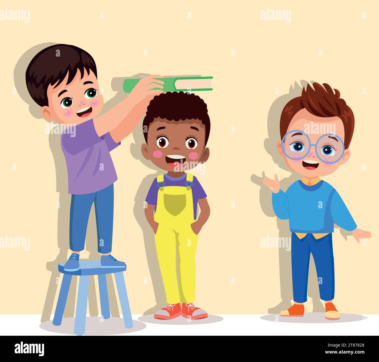 little cute kids measuring height Stock Vector Image & Art - Alamy