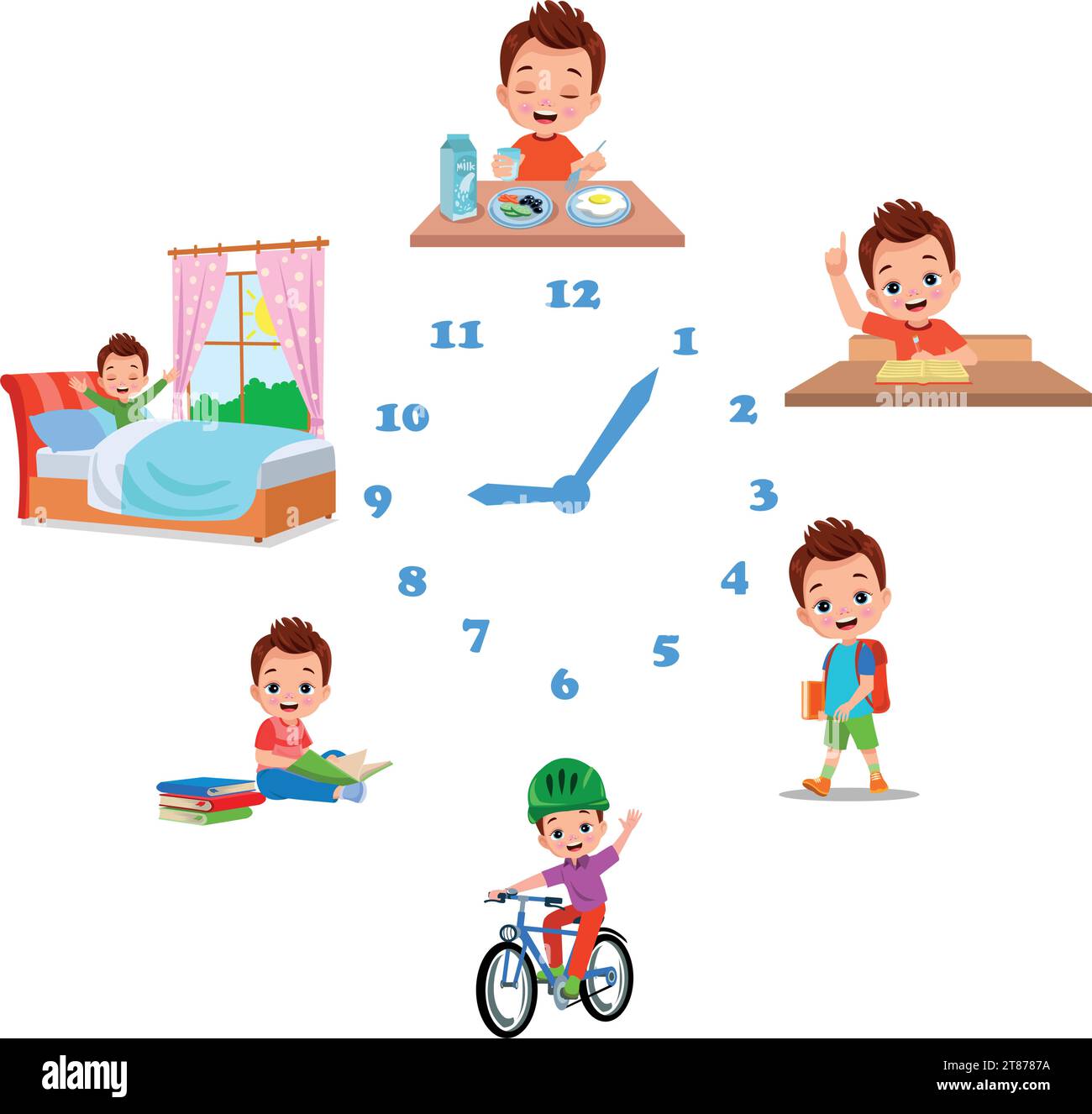 Cartoon kid daily routine activities set Stock Vector Image & Art - Alamy