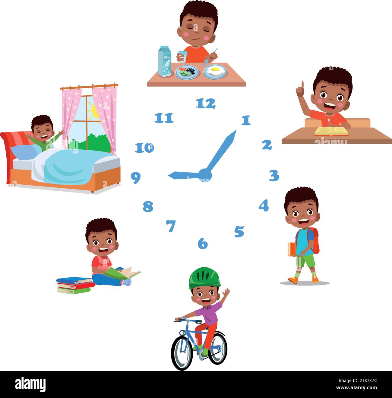 Cartoon kid daily routine activities set Stock Vector Image & Art - Alamy