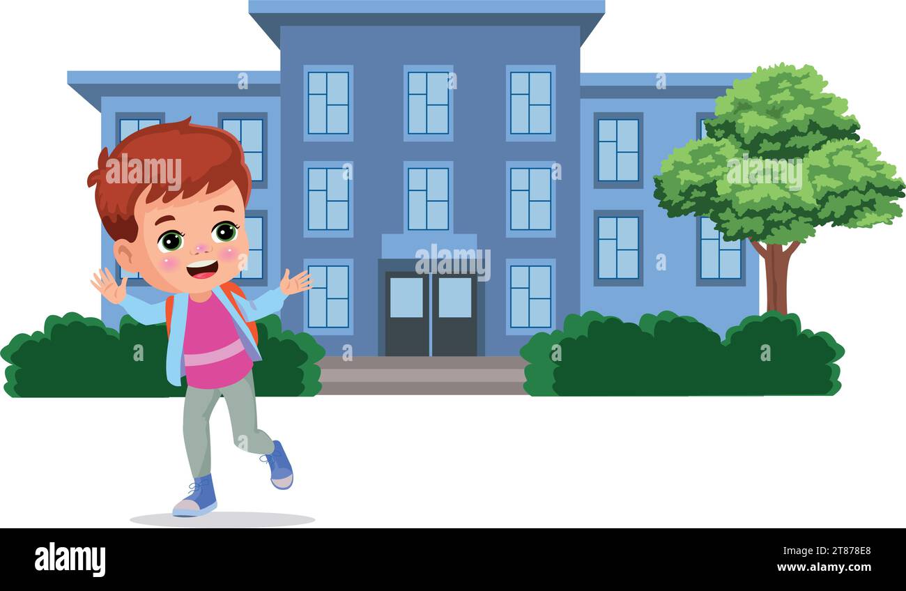 Child leaving for school Stock Vector Images - Alamy