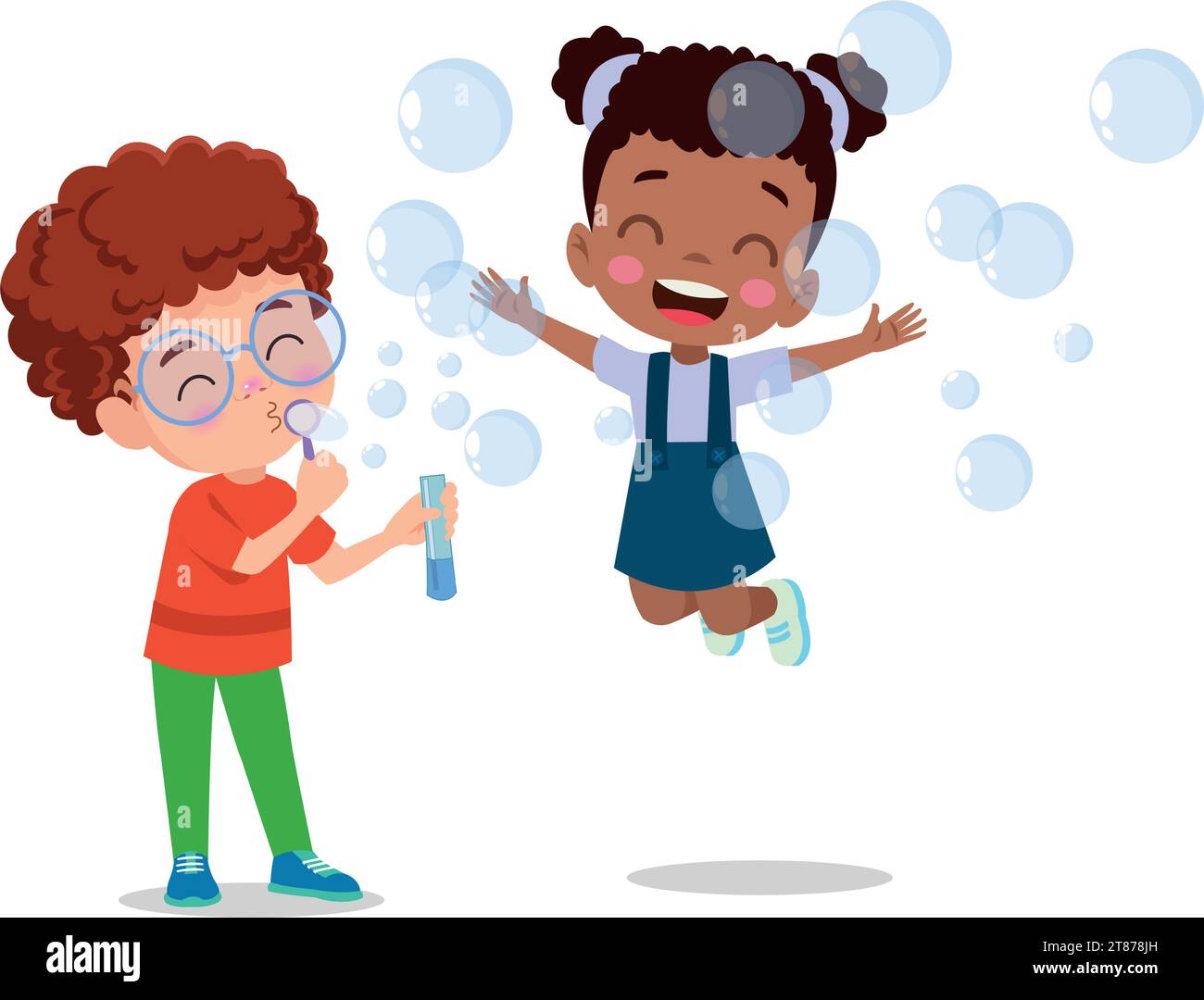 cute Children playing with bubbles Stock Vector Image & Art - Alamy