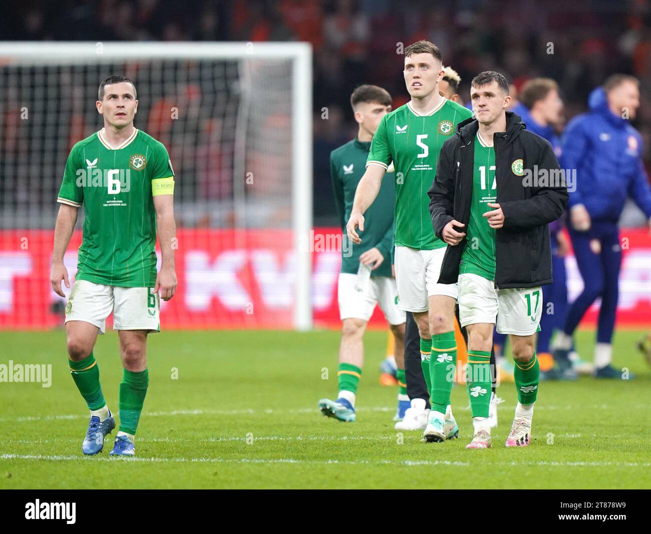 Republic of Ireland's Jason Knight leaves the pitch following the UEFA ...