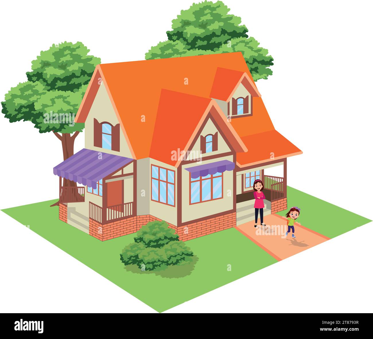 Cutaway house illustration Cut Out Stock Images & Pictures - Alamy