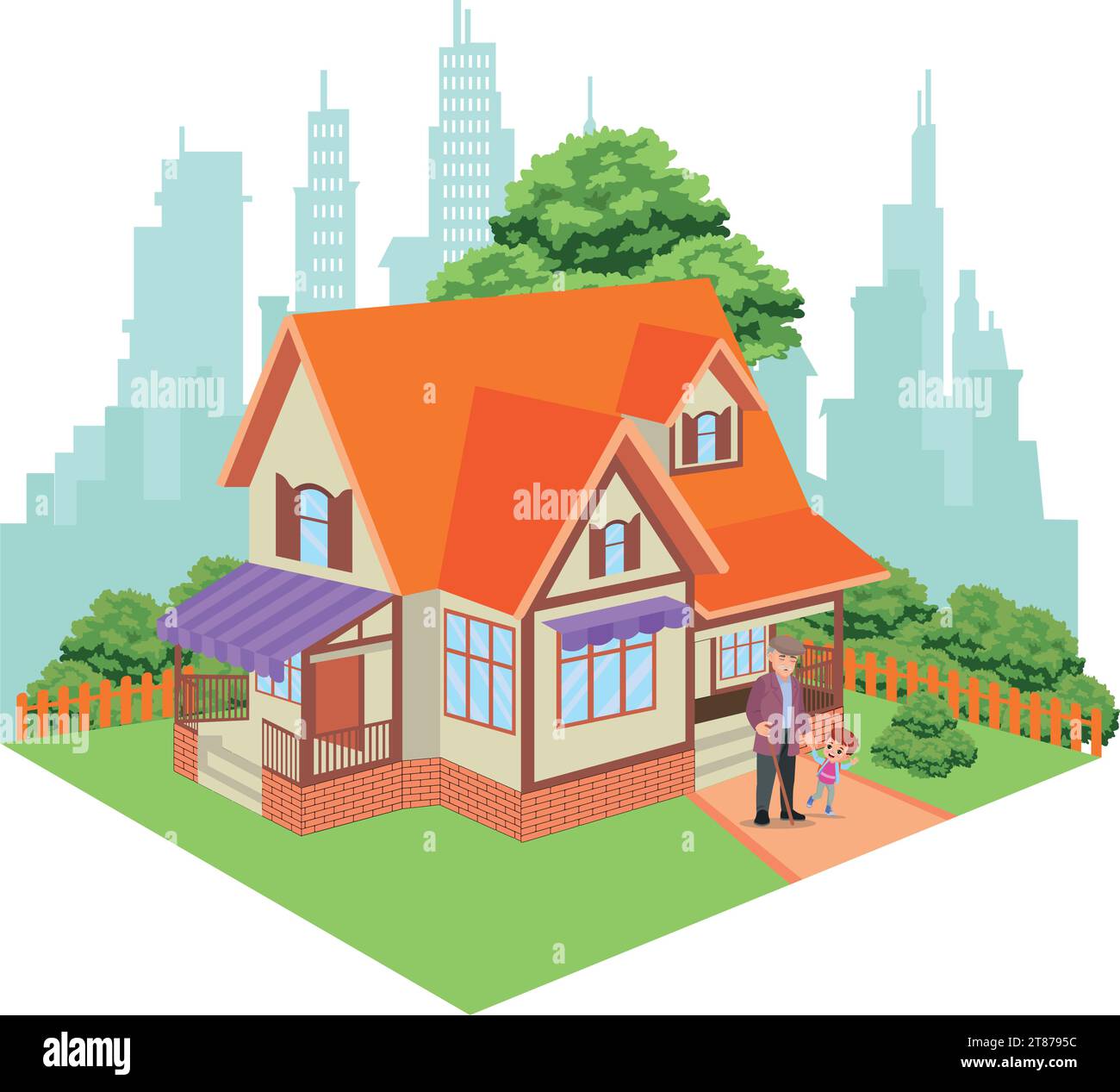 One cut cartoon house and children Stock Vector Image & Art - Alamy