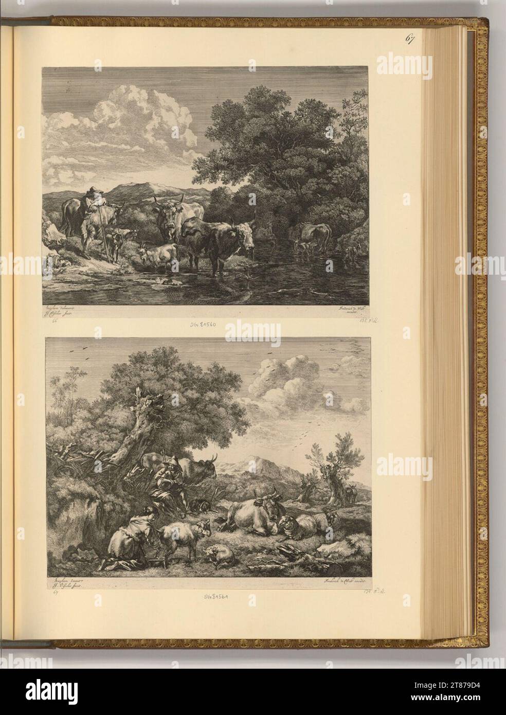Jan de Visscher (Engraver) The young sheep muscle; The shepherd leaning ...